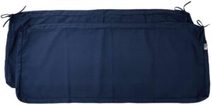 couchpatito water resistant outdoor durable canvas polyester fabric patio chair bench cushion covers with ties (2 covers pack) (navy blue, 48"x18"x3")