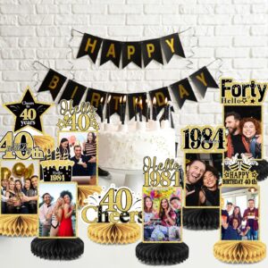 ZOiiWA 12Pcs 40th Birthday Decorations Black Gold Honeycomb Centerpieces for Table Decorations Cheers to 40 Years Photo table Centerpieces Party Supplies Happy 40th birthday Photo Props for Men Women