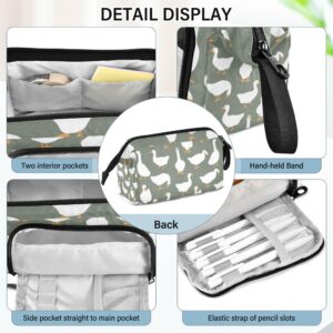 Glaphy Cute White Geese Pencil Case Large Capacity Pencil Pouch Bag Zipper Stationery Bag for Office College School