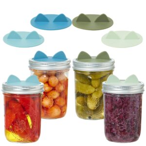 wingcases fermentation lids silicone waterless airlock, suitable for wide mouth mason jars - for making pickled and fermented probiotic foods, 4 pack, morandi colors