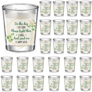 conelist 25 pcs baby shower favors votive scented candles bulk clear glass gender reveal candle baby shower candle favors baby shower return gifts for girls and boys guests party (eucalyptus)