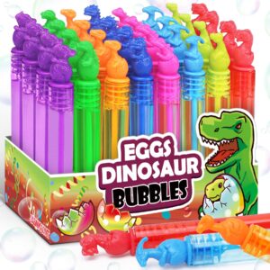 dinosaur egg party favors, 32pcs mini bubble wands bulk with gift box, 3d dino birthday decorations, safari goody bag stuffer, pinata filler supplies, kids classroom prizes, toddler toys for boy girl