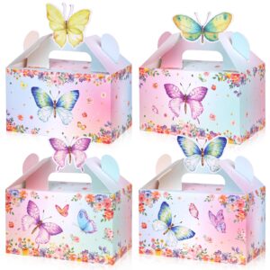 vgoodall 12pcs butterfly party favor boxes, goodie gable treat box paper candy box for birthday party supplies baby shower wedding party