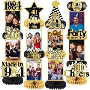 zoiiwa 12pcs 40th birthday decorations black gold honeycomb centerpieces for table decorations cheers to 40 years photo table centerpieces party supplies happy 40th birthday photo props for men women