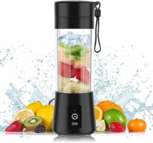 portable blender, blender for shakes and smoothies, personal blender, mini shakes juicer cup 380ml usb rechargeable with 6 stainless steel blades for kitchen,sport and travel, black hszzb x0316