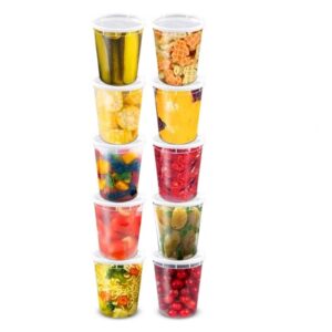 starandbee [10pack] 32oz, food storage containers with lids, plastic deli containers, meal prep containers, microwave and freezer safe, stackable, leakproof, bpa free, clear