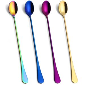 lovingly yours 9.5-inch long handle ice tea spoons, ice cream spoons, iced teaspoons long coffee spoons, stainless steel stirring spoons, set of 4