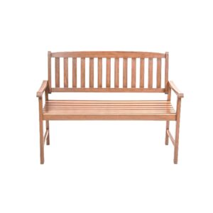 four seasons courtyard 4 feet durable classic indonesian hardwood bench accommodate up to 2 people for patio, backyard, garden and porch, brown