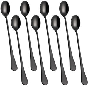 lovingly yours 7.5-inch long handle ice tea spoons, ice cream spoons, black coffee spoons, long spoons for stirring, stainless steel spoons for dessert, sundae, shakes