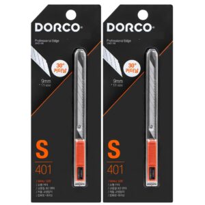 dorco s401 specialty utility knife (2 pack) – 30° angle blade, professional craft & design tool for artists and designers – ergonomic, left & right-handed