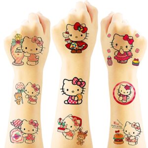 40pcs temporary tattoos for kids, hello kitty birthday party supplies,kitty party favors fake tattoos stickers,birthday decorations party game activities reward gifts