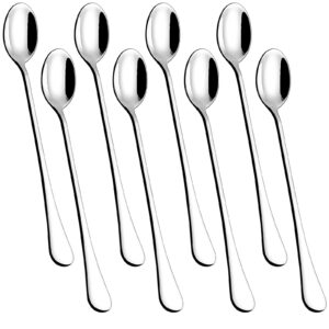 lovingly yours 7.5-inch long handle ice tea spoons, ice cream spoons, coffee spoons, long spoons for stirring, stainless steel spoons for dessert, sundae, shakes