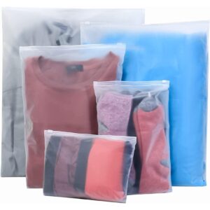 travel storage bags, 20 pcs clothes packaging bags, plastic ziplock bags, reusable frosted resealable clothing zipper bags pouch for travel shoes clothes cosmetics storage bag