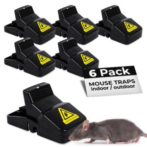 twintech jaws mouse traps - reusable, sanitary, easy-to-use trap for mice and small rodents in home, kitchen, garage, and office use - 4"x1.9"x2.3" - 6 pack