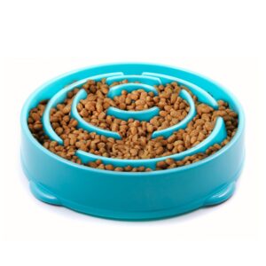 pawsing n claws slow feeder dog bowls - anti-choking & non slip interactive dog feeding bowls for dry/wet food that slow down eating - maze puzzle design bowl - medium regular (turquoise)