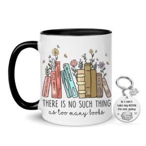 hyturtle book lover coffee mug 11oz - there is no such thing - gifts for book lover on christmas, birthday - librarian mug for women - bookish gifts - bookworm cup - gift for her - gifts for readers