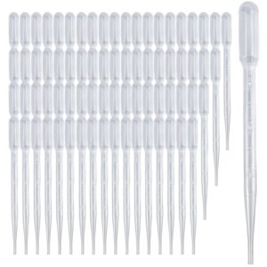 zkupanx 100 pcs 3ml pipette dropper - disposable plastic dropper pipette for accurate liquid transfer, excellent suction, pipettes for essential oils, resin, crafts, labs, kids activities, diy art