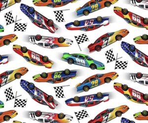 generic cotton fabric elizabeth's studio in motion tossed race cars 673white fabric by the yard