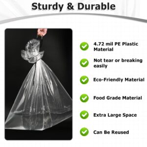 Aoketo 28 x 40 inches Extra Large Clear Drawstring Plastic Storage Bags, Multi-Purpose for Storage and Household Organizing Reusable Bags, Perfect for DustProof, MoistureProof (5 Pack, 4.72 Mil, Flat)