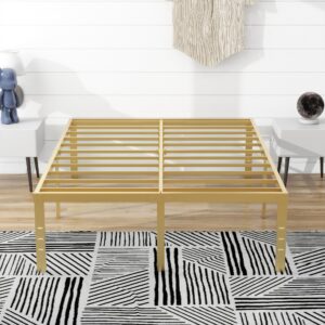 wjorata 18 inch full bed frame metal platform no box spring needed noise-free easy assembly gold