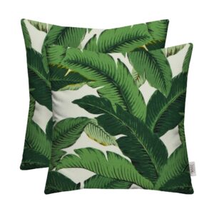 rsh décor: set of 2 square throw pillows | indoor/outdoor all weather polyester fabric | decorative accent pillows for patio furniture | reversible | 17" x 17" | swaying palms aloe