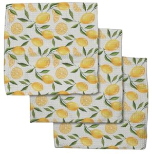 geometry kitchen dish cloths - quick dry dishcloths for kitchen - premium dish rags with geoweave (lemon delight)