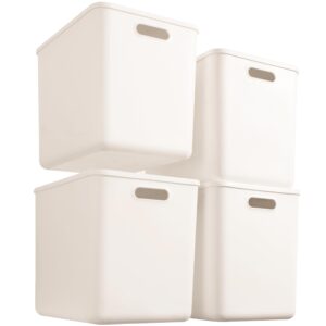 gaoaodeyu 4 pack large plastic white storage bins baskets, toy box chest with lids and handle，organizer containers for baby，kids,snacks,nursery，shelves，playroom, bedroom，office,closet，home