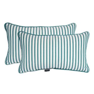 supmaison pack of 2 decorative indoor outdoor outdoor pillow 20" x 12", (polyester, crestwood stripe turquoise)