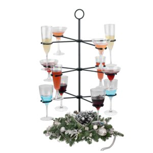 cocktail tree stand for parties brunch,3 tiers 12 holders drink tower wine glass holder stand,champagne tower martinis tree, wine glasses display margarita tower ,drink stand for mimosa bar parties bridal shower weddings