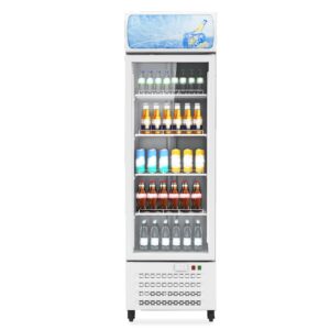 gaomon commercial refrigerators display fridge 12 cu.ft, beverage refrigerator and cooler with adjustable removable shelves and led light for home, store, gym, bar or office, single swing door