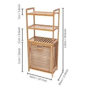 Laundry Basket Bamboo Bathroom Cabinet, Laundry Basket Tilted Out Linen Basket Bamboo Freestanding Laundry Basket, 4-Tier Shower Shower Rack, Bathroom Living Room Bedroom Storage Laundry Rack