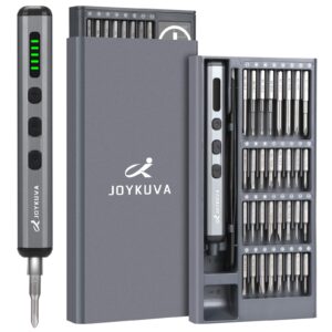 joykuva mini electric screwdriver rechargeable, 70 in 1 cordless screwdriver set with 64 magnetic bits, 5 torque stgs electric precision screwdriver repair tool kit for watches phones rc toys laptops