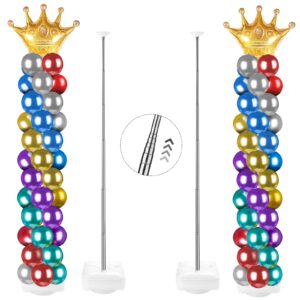 voircoloria balloon column stand for floor set of 2, adjustable balloon arch stand balloon tower pillar with reusable water bags for halloween gender reveal, baby shower, birthday party decorations