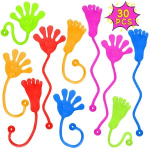 piccircuit sticky hands bulk 30 pcs party favors for kids 4-8,8-12 year stretchy sticky hand feet christmas goodie bags stuffers for kids small mini classroom prizes bulk birthday party slap hand