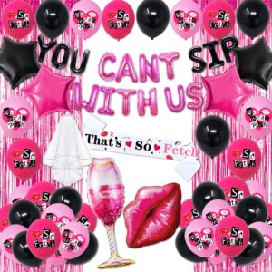 mean girls birthday party decorations girls bachelorette party decorations you can't sip with us banner hot lip balloons for burn book girls y2k bridal shower wedding bachelorette party supplies