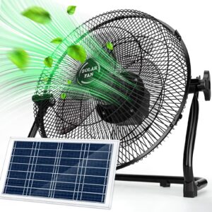 tonyest portable solar fan, 12'' rechargeable solar-powered tent camping fan with 12000mah battery, cordless floor fan with usb output, dual-use for home, outdoor, travel, patio, car, worksite