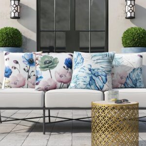 adabana outdoor waterproof throw pillows covers set of 4 decorative floral pillow cover for patio furniture 18x18 inch