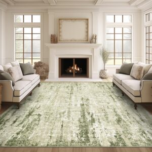 valenrug washable rug - stain resistant area rugs for living room, non slip backing printed rugs for bedroom, folable machine washable area rug(green,8'x10')