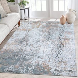 caromio 9x12 large living room rug modern abstract floor carpet indoor non-slip stain resistant geometric rug washable contemporary carpet rug throw rugs for dining room home office, grey