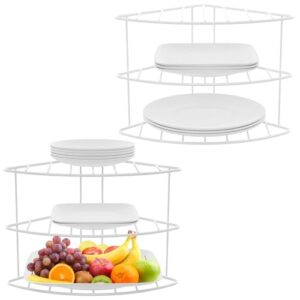 yaenoei 3-tier kitchen details corner shelf organizer | cabinet & countertop storage | plates | cups | bowls (2, white)