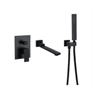 kxfxqtot matt black bathtub faucet wall hand shower waterfall style swivel head hot and cold water (color : matte black b)