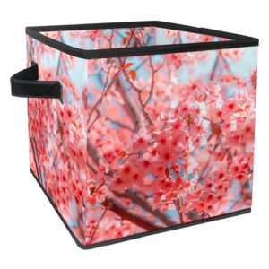 kqnzt storage cubes, storage baskets for organizing, fabric storage cubes closet organizer for home, cherry blossom pink sakura flower spring, foldable storage cubes