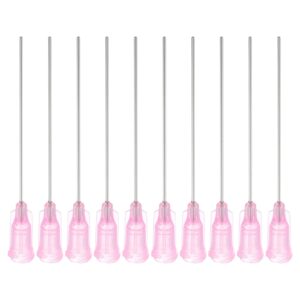 patikil 20ga x 2 inch dispensing needle tips, 10pcs stainless steel and plastic glue needle tube blunt tips with luer lock for glue oil applicator, light pink