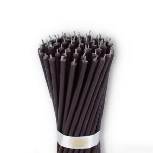 danilovo pure beeswax candles - no-drip, smoke-less, tall, thin taper candles – decorative candles for church prayer, decor or birthday candles – honey scented candles – 6.3”x0.2” (black, 50pcs)