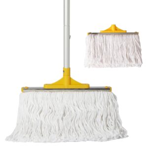 commercial industrial mop for floor cleaning, string wet mop heavy duty cotton mop ,59inch handle ,add extra one mop head