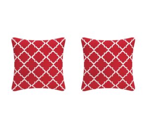 fbts prime pack of 2 outdoor waterproof decorative throw pillow covers for patio furniture, 18x18 inch fade resistant patio garden cushions for couch bed sofa, geometric red