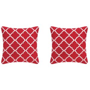 FBTS Prime Pack of 2 Outdoor Waterproof Decorative Throw Pillow Covers for Patio Furniture, 18x18 Inch Fade Resistant Patio Garden Cushions for Couch Bed Sofa, Geometric Red