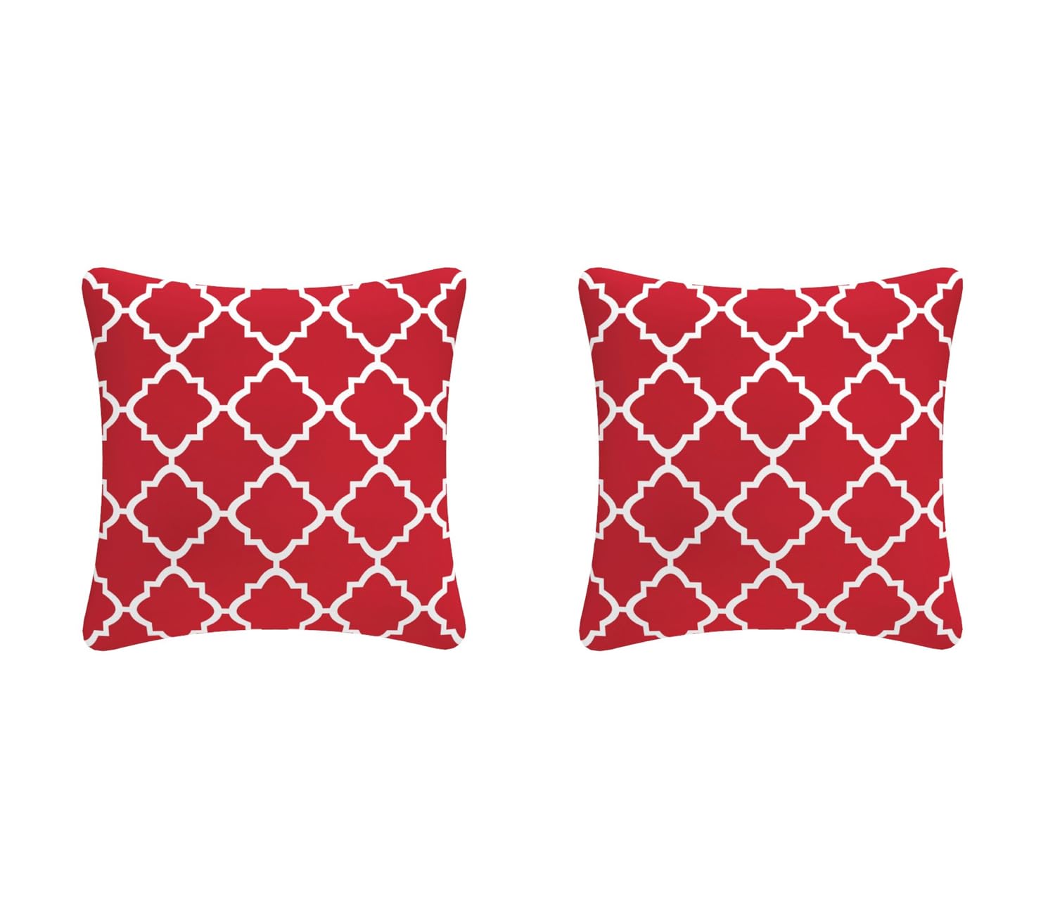 FBTS Prime Pack of 2 Outdoor Waterproof Decorative Throw Pillow Covers for Patio Furniture, 18x18 Inch Fade Resistant Patio Garden Cushions for Couch Bed Sofa, Geometric Red