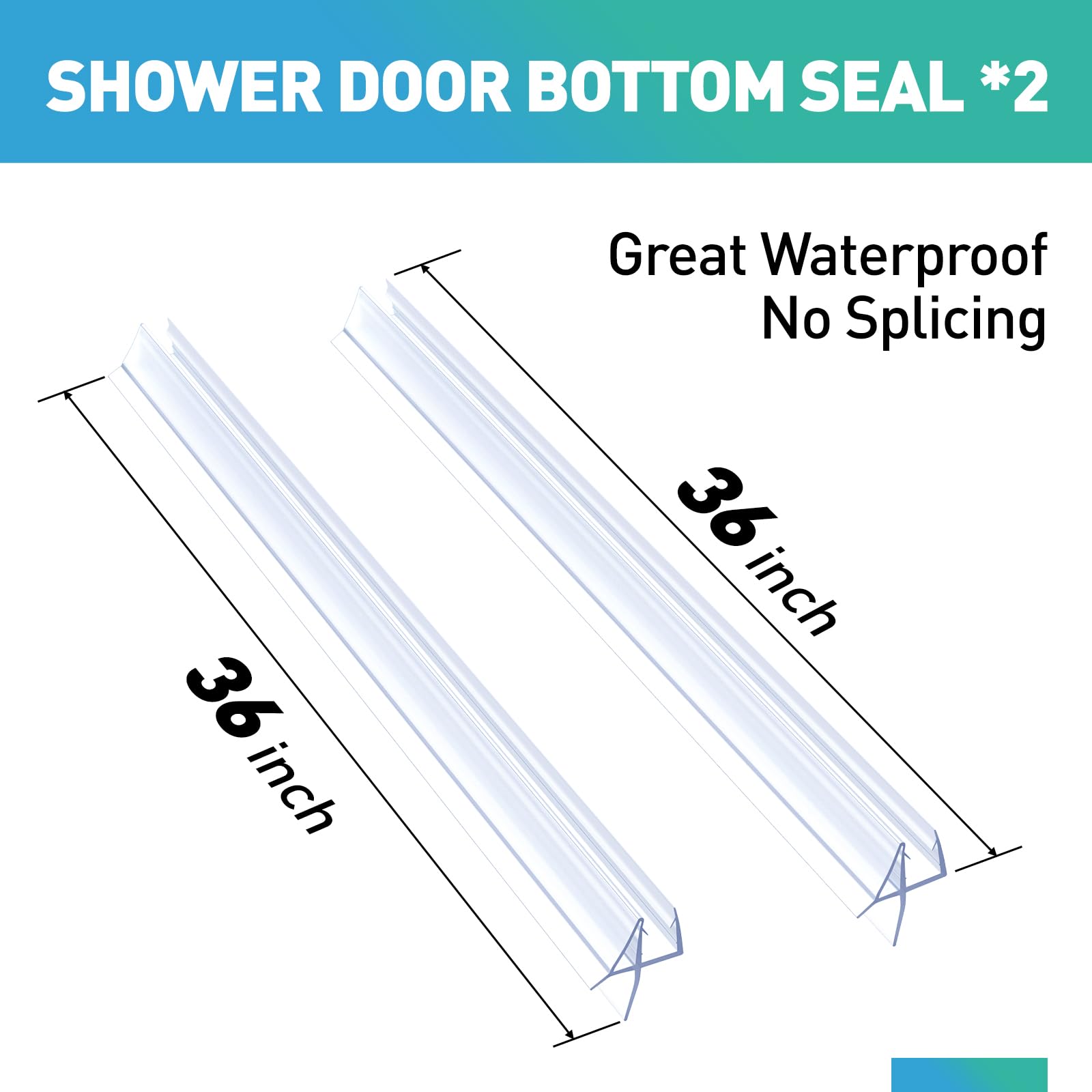 FCSOTSPS Shower Door Bottom Seal, 2 PCS 3/8" x 36" Shower Door Sweep for 3/8 Inch Glass, Frameless Glass Shower Door Seal Strip,Stop Shower Leaks and Create a Water Barrier (10MM)