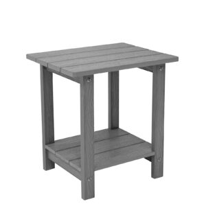 juserox outdoor side table, weather resistant double small adirondack side table, outdoor indoor end table for adirondack chair, 17" patio table for pool, deck and porch, dark grey